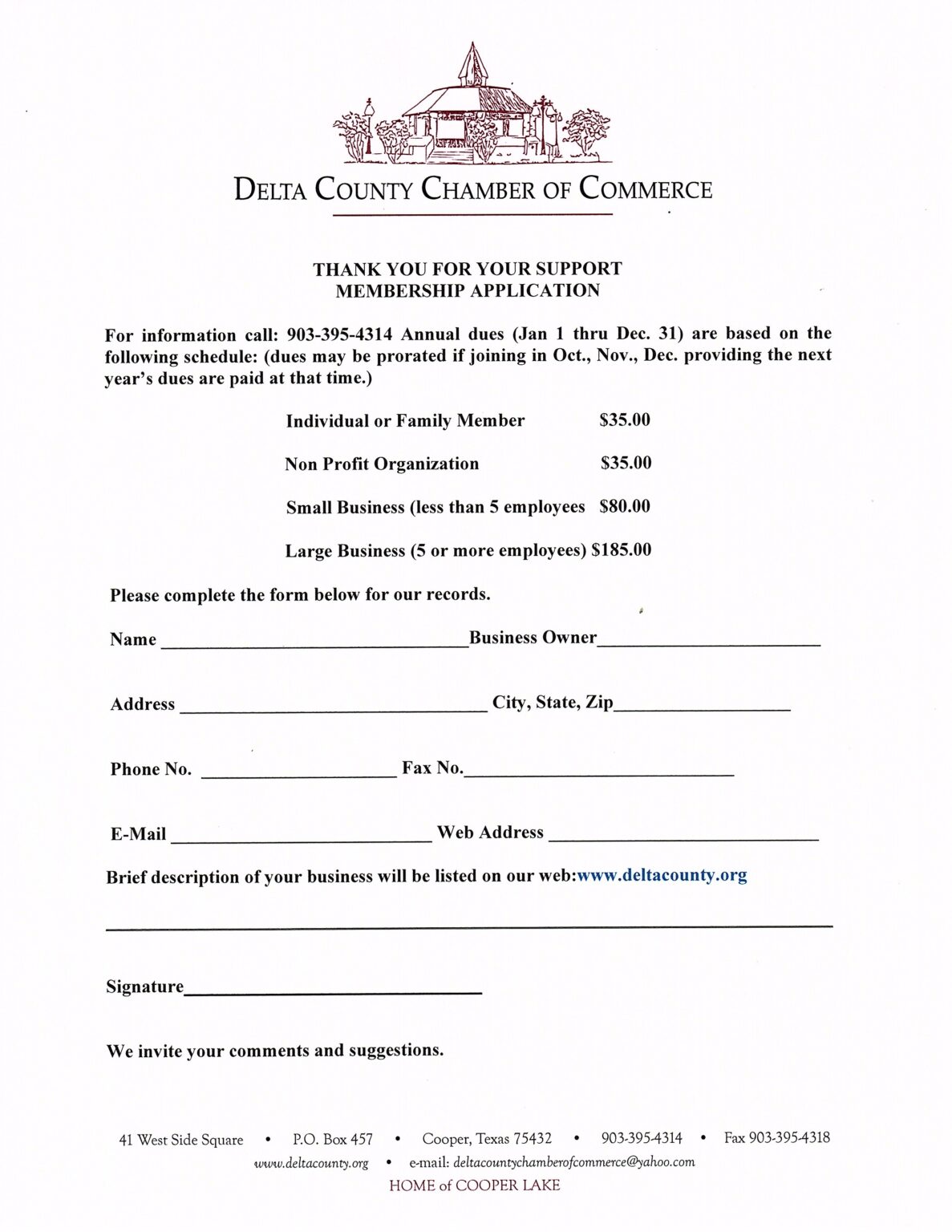 DCCC Membership Form – Delta County Chamber of Commerce